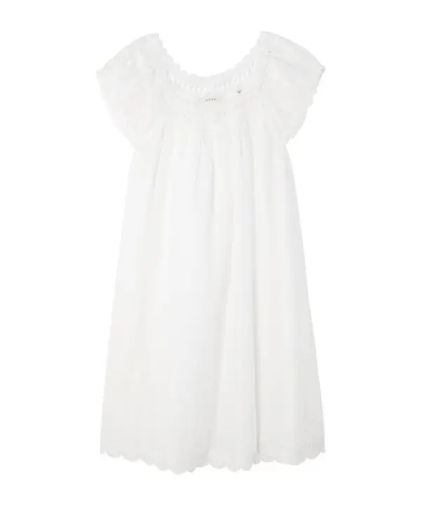 DÔEN Organic Cotton Voile Mini Dress With Lace Trim - No