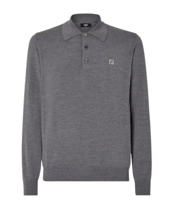 Fendi Long-sleeve Polo Shirt - Grey