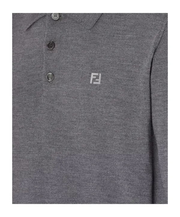 Fendi Long-sleeve Polo Shirt - Grey