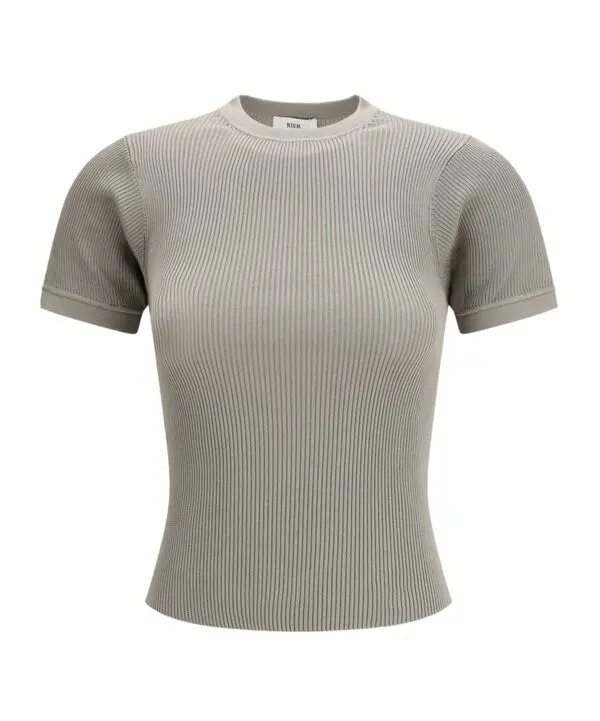 RIER Short-sleeved Ribbed T-shirt - Gray