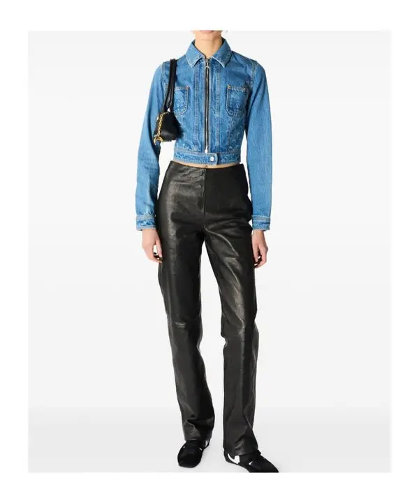 MARINE SERRE Cropped Moon-pattern Denim Jacket