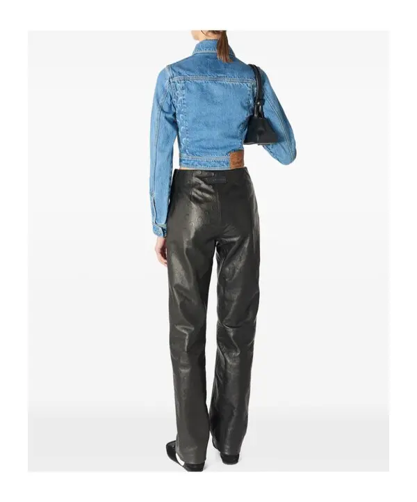 MARINE SERRE Cropped Moon-pattern Denim Jacket