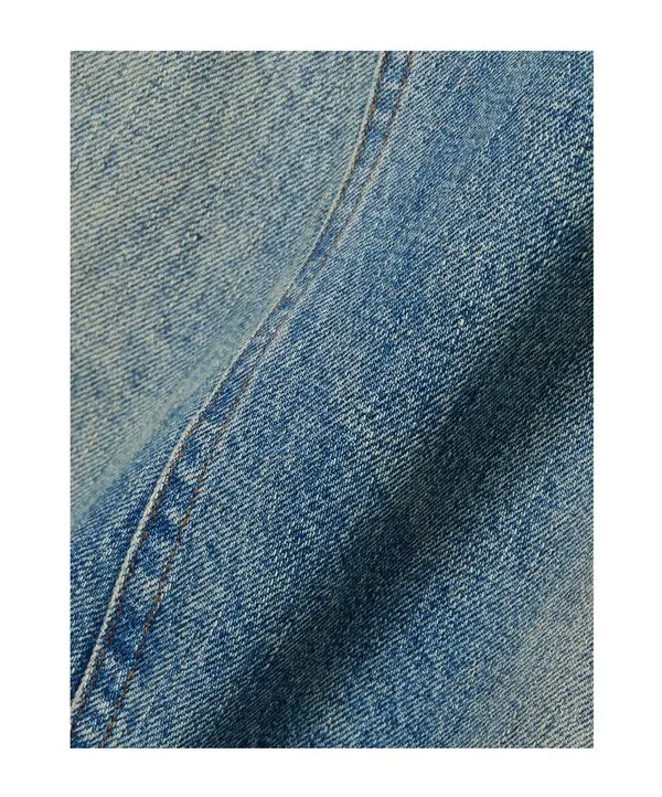 R13 Jesse Distressed Denim Midi Skirt