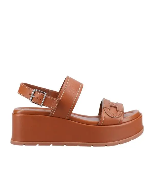 Hogan Buckled Leather Platform Sandals - Brown