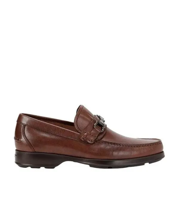 FERRAGAMO Buckled Almond Toe Loafers - Red