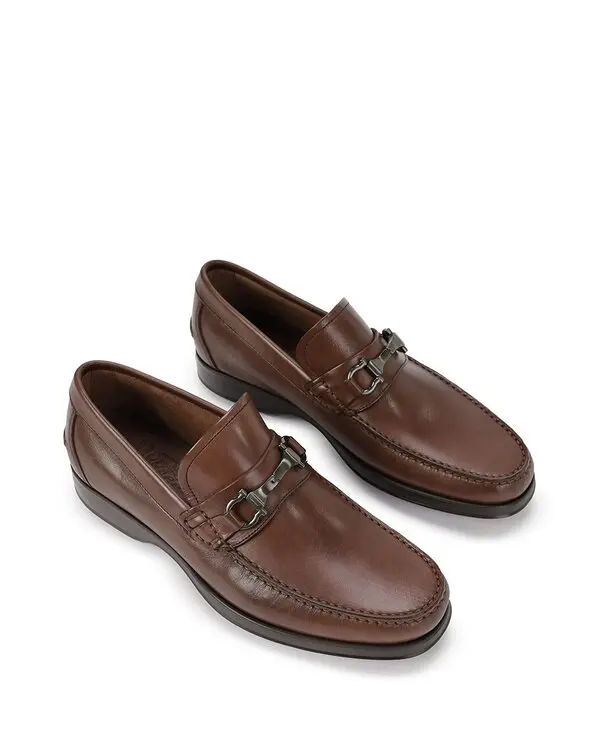 FERRAGAMO Buckled Almond Toe Loafers - Red