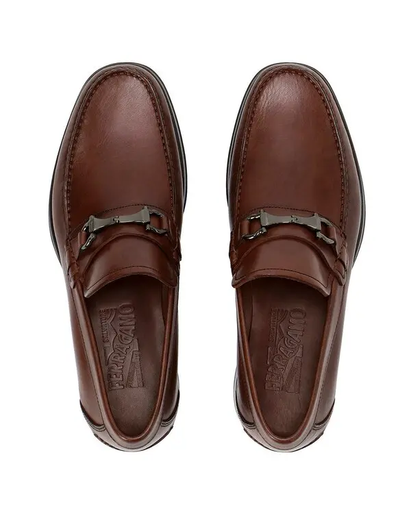 FERRAGAMO Buckled Almond Toe Loafers - Red