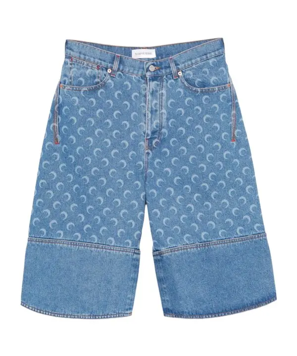 MARINE SERRE Moon Print Bermuda Shorts - Blue