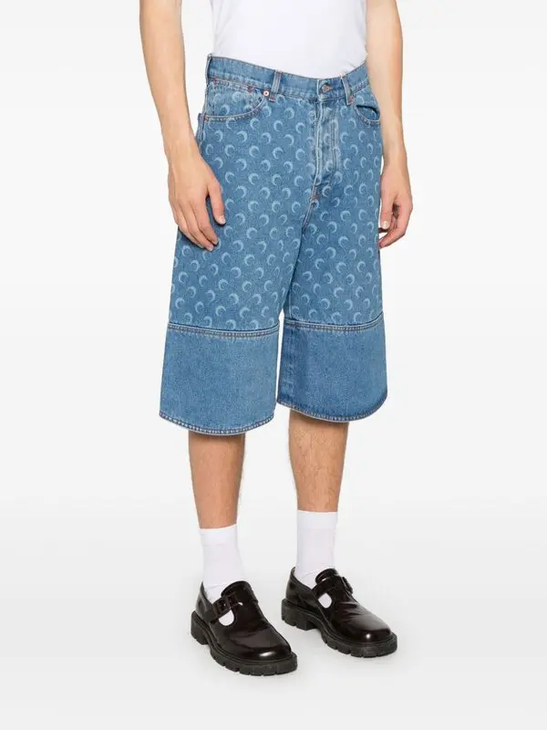 MARINE SERRE Moon Print Bermuda Shorts - Blue