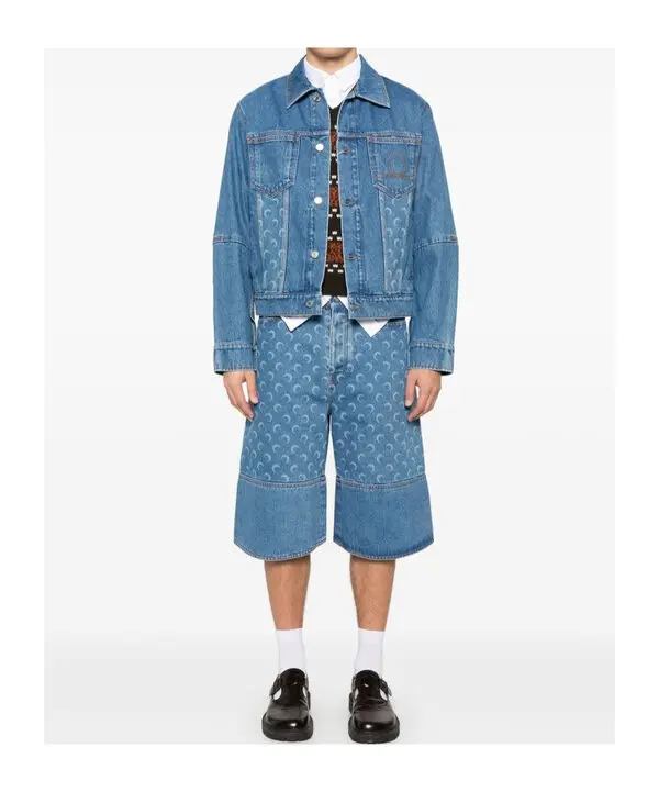 MARINE SERRE Moon Print Bermuda Shorts - Blue