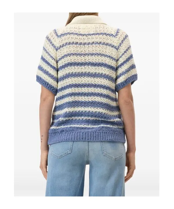 Closed Striped Knit Polo Cardigan - Nude
