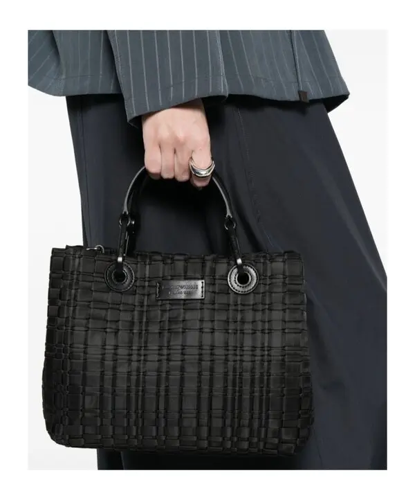 Emporio Armani Logo Patch Woven Tote Bag