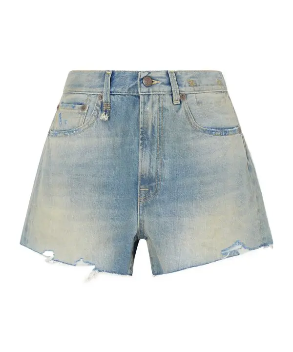 R13 Frayed Denim Shorts - Gray