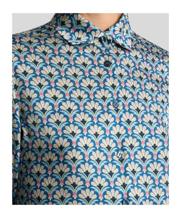 Etro Micro Palm Motif Twill Shirt