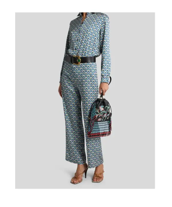 Etro Micro Palm Motif Twill Shirt