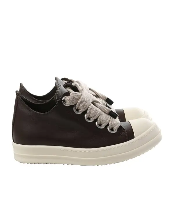 Rick Owens Leather Low-top Sneakers With Tie Fastening - Black