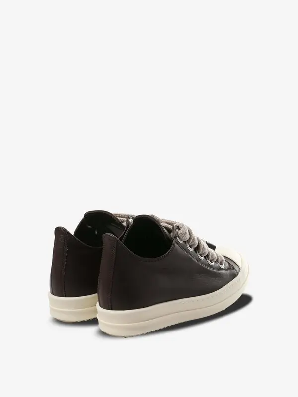 Rick Owens Leather Low-top Sneakers With Tie Fastening - Black
