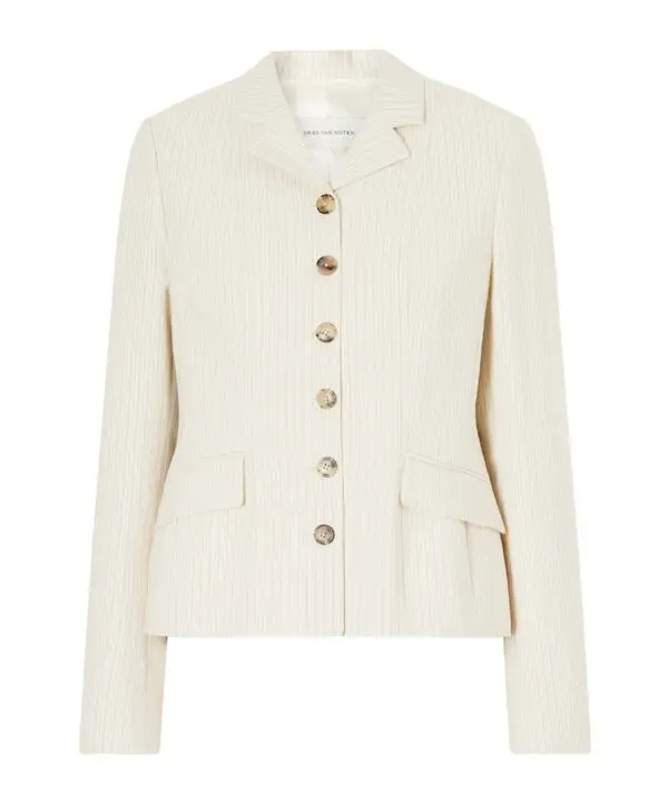 Dries Van Noten Striped Cotton-blend Blazer - Ecru
