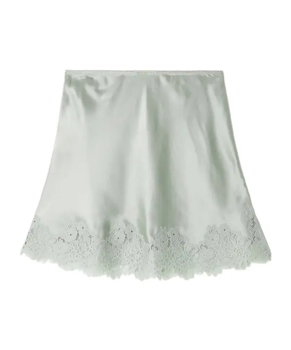DÔEN Lace-trimmed Floral-print Silk-skirt - Gray