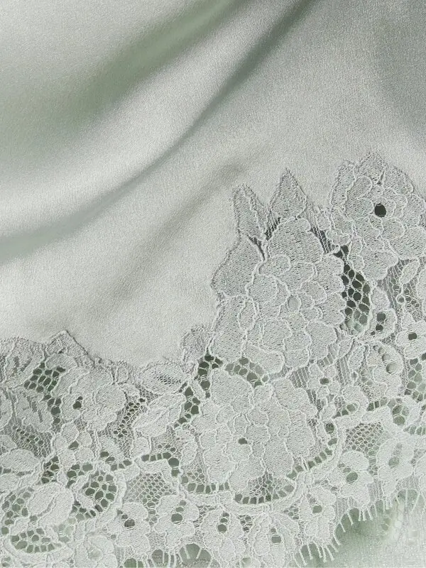 DÔEN Giulietta Mini Skirt In Silk-charmeuse With Lace Trim - Gray