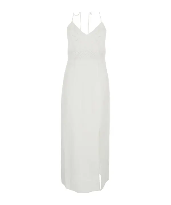 TWINSET Embroidered Halterneck Maxi Dress - White