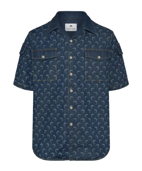 MARINE SERRE Denim Loose Short Sleeves Shirt