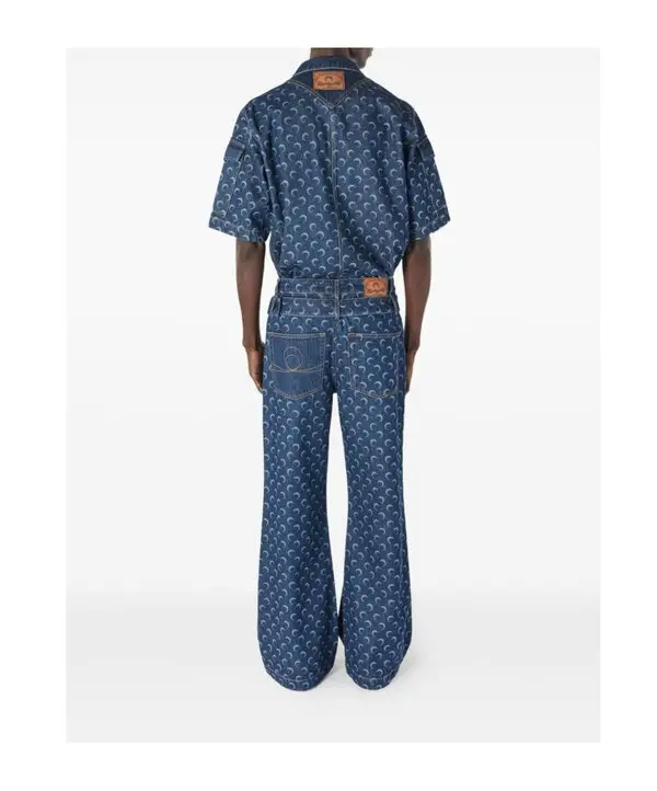 MARINE SERRE Denim Loose Short Sleeves Shirt