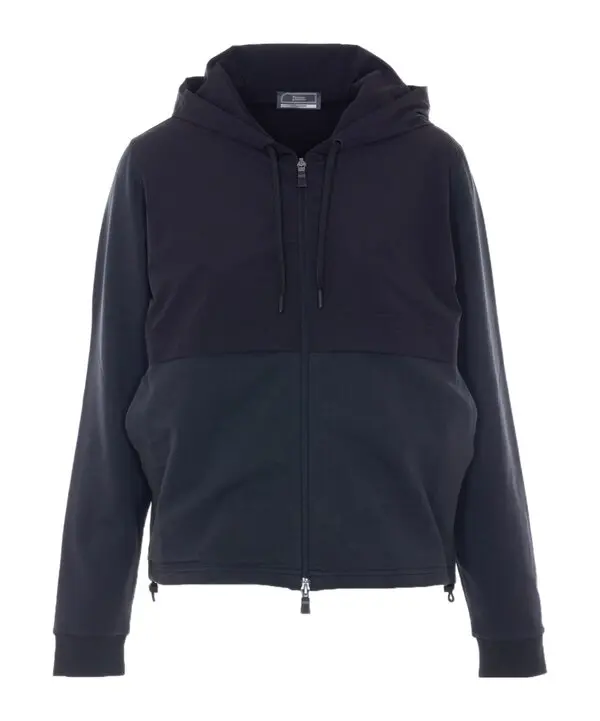 Herno Zip-up Windbreaker Hoodie - Black