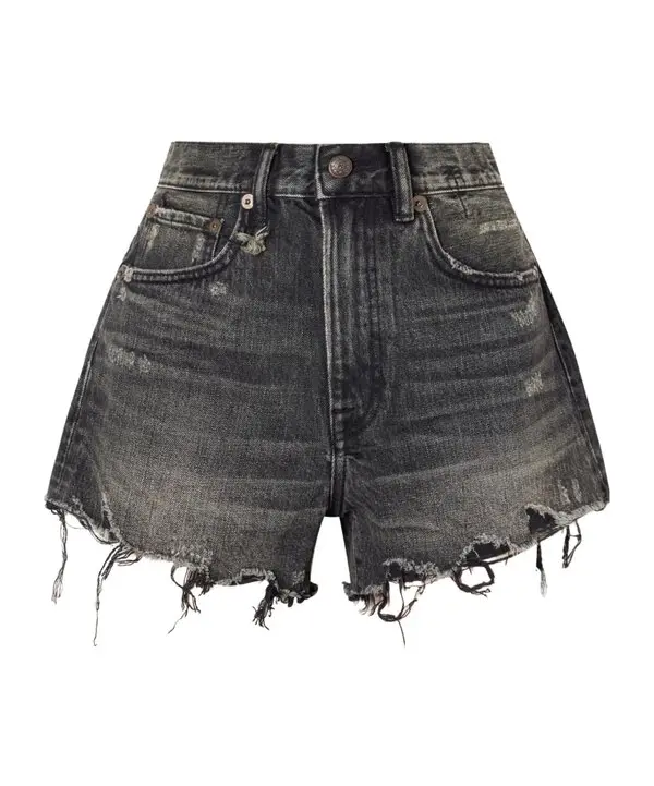 R13 Distressed Denim Shorts - Black