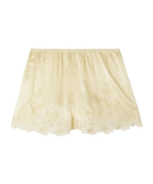 DÔEN Silk-satin Shorts With Lace Detailing - No