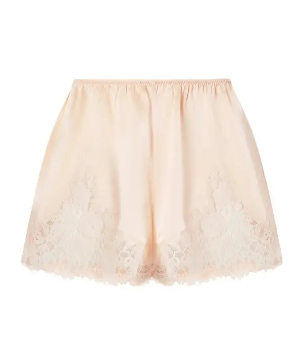 DÔEN Iona Lace-trimmed Silk-satin Shorts - Nude