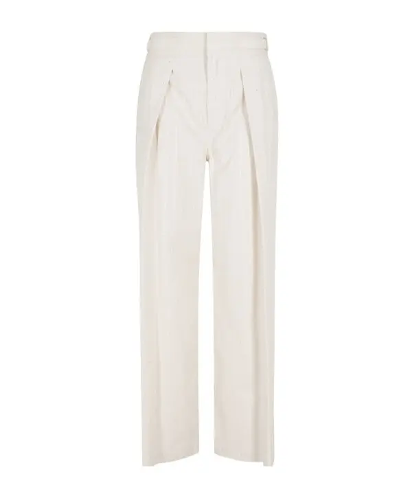 ERMANNO FIRENZE Pinstriped Pleated Trousers - White