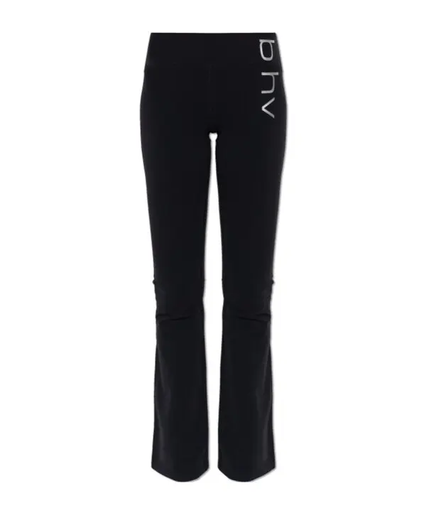 MISBHV Logo Print Flared Trousers - Black