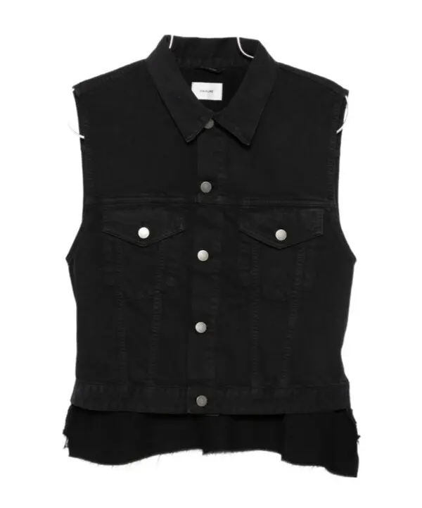 HAIKURE Ryder Frayed Denim Vest - Black