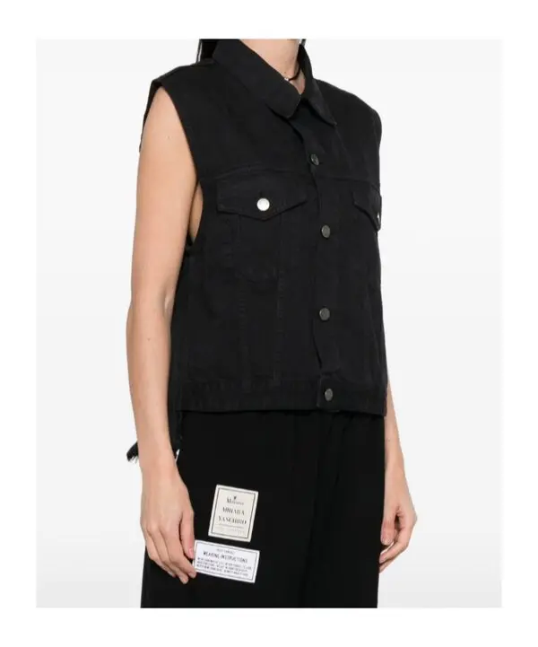 HAIKURE Ryder Frayed Denim Vest - Black