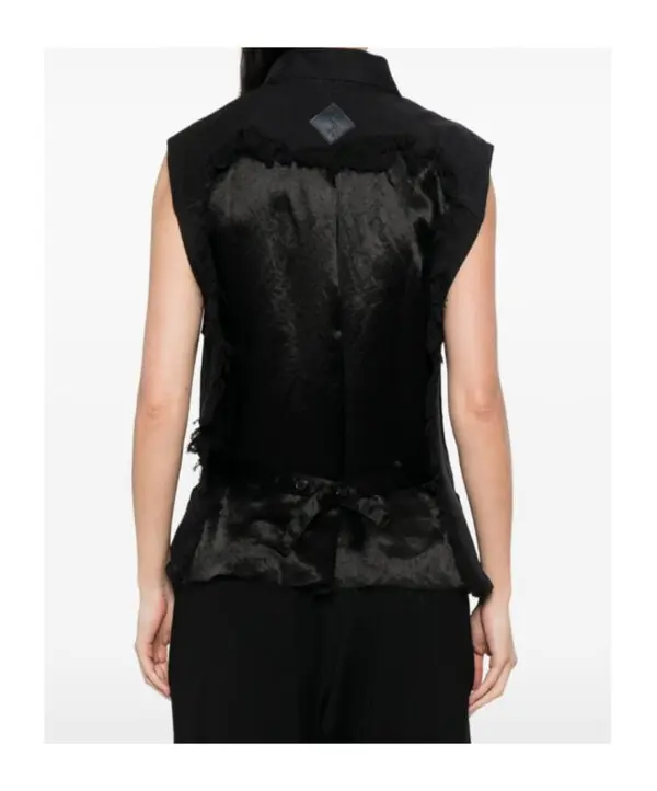 HAIKURE Ryder Frayed Denim Vest - Black