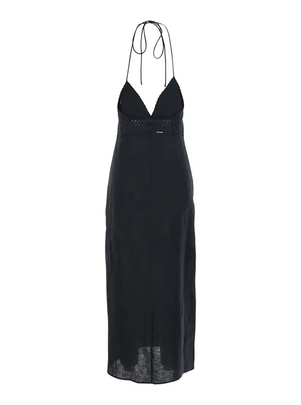 TWINSET Embroidered Halterneck Dress - Black