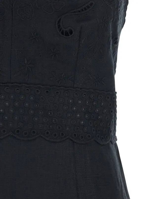 TWINSET Embroidered Halterneck Dress - Black