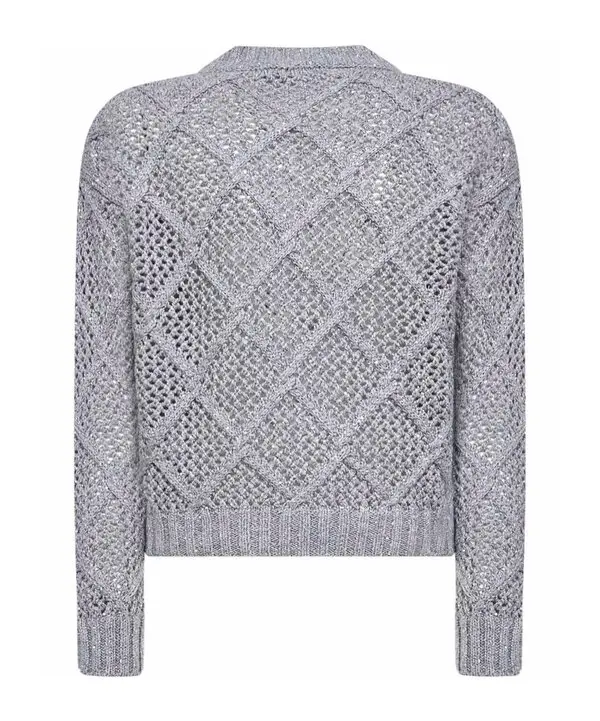 Max Mara Ellade Cropped Jumper With Sequins - Gray
