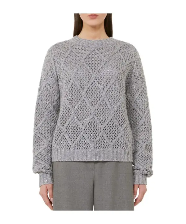 Max Mara Ellade Cropped Jumper With Sequins - Gray