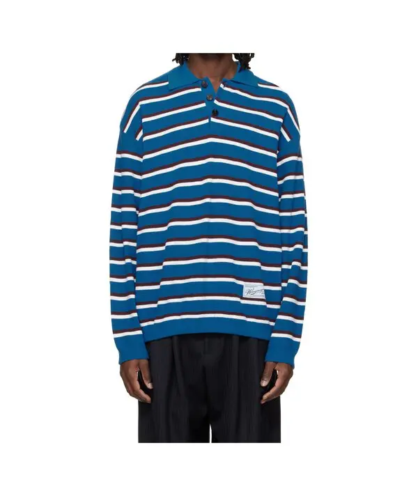 WOOYOUNGMI Striped Polo Shirt - Blue