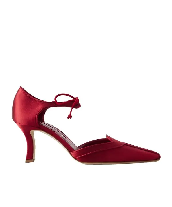 Manolo Blahnik Orata 70 Satin Pumps - Red