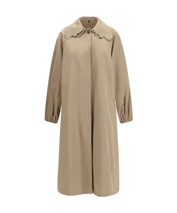 Fabiana Filippi Embroidered Collar Trench Coat - Light Brown