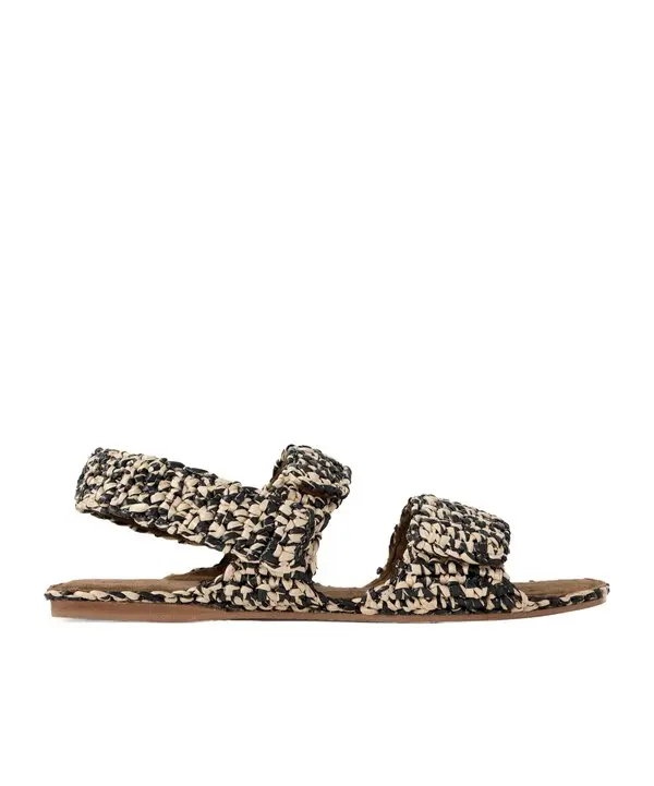 Khaite Two-tone Raffia Sandals - Black