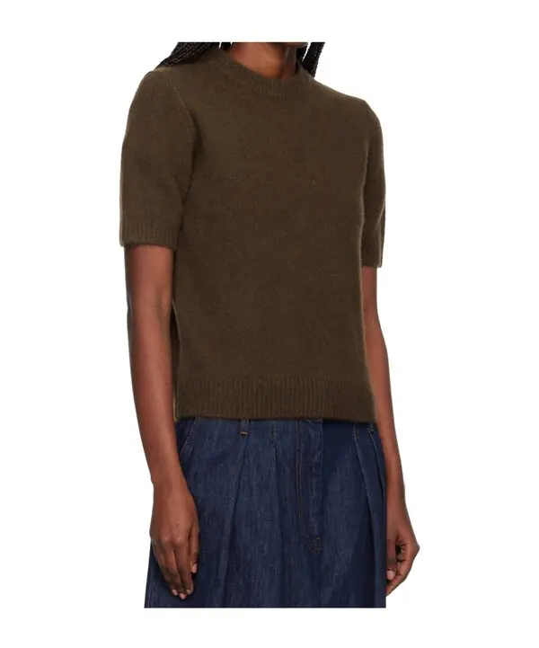 Arch4 Short-sleeved Ribbed Knit Crewneck Sweater