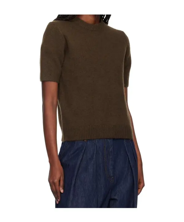 Arch4 Short-sleeved Ribbed Knit Crewneck Sweater