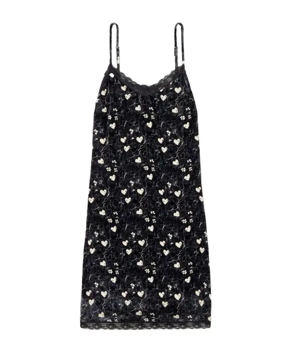 R13 Lace-trimmed Printed Velvet Mini Dress