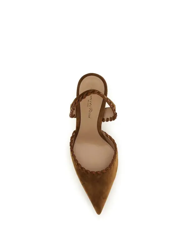 GIANVITO ROSSI Braided Suede Slingback Pumps