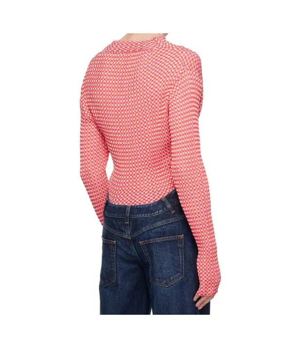 JEAN PAUL GAULTIER Gingham-pattern Asymmetric-collar Top