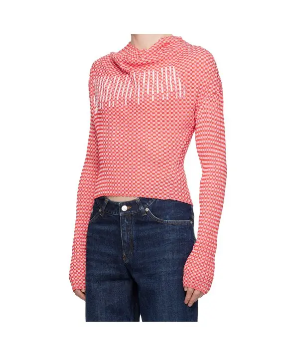 JEAN PAUL GAULTIER Gingham-pattern Asymmetric-collar Top